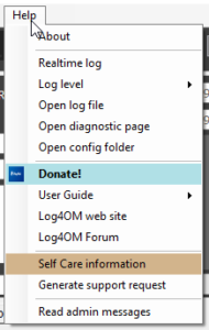 Help menu – Log4OM 2