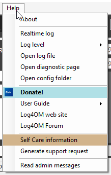 Help menu – Log4OM 2